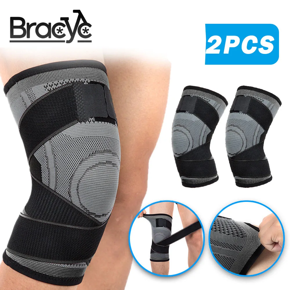 2PCS-Knee-Pads-Sports-Pressurized-Elastic-Kneepad-Support-Fitness ...