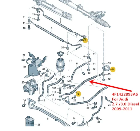 2.7 3.0 Diesel LHD Power Steering High Pressure Oil Hose Pipe Line For ...