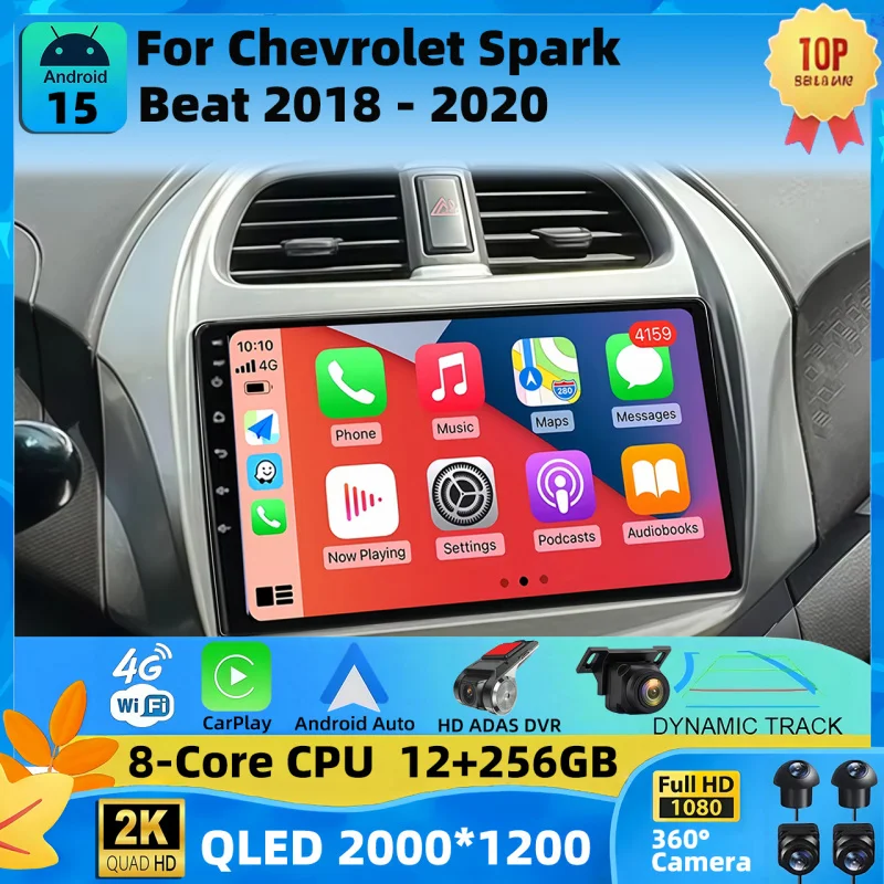 Carplay Smart Stereo Android 15 For Chevrolet Spark Beat 2018 - 2020 ...