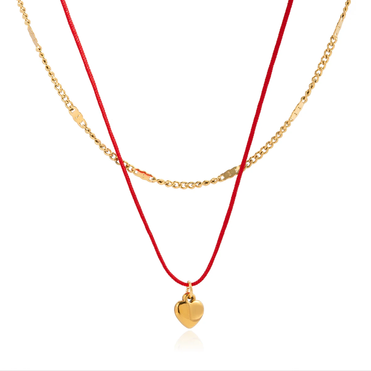 Youthway Lucky Red Rope Chain Heart Pendant Necklace For Women 18K Gold ...