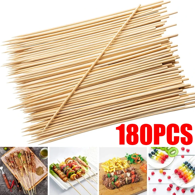 180-90Pcs-Natural-Wood-Long-Stick-Disposable-Bamboo-Sticks-for-Barbecue ...