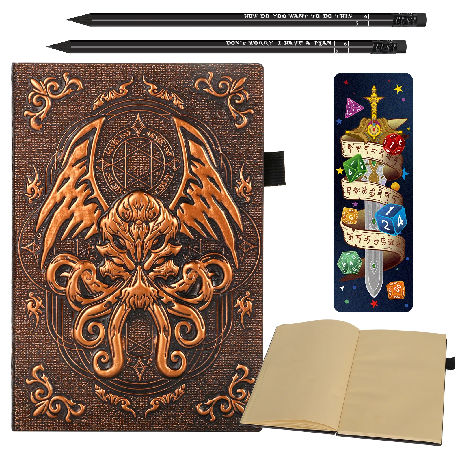 DND-Campaign-Journal-with-3D-Cthulhu-Embossed-Leather-Cover-200-Blank ...