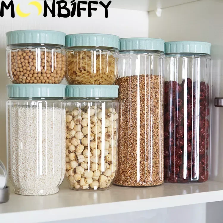 Kitchen-transparent-sealed-jar-plastic-household-grains-storage-box ...