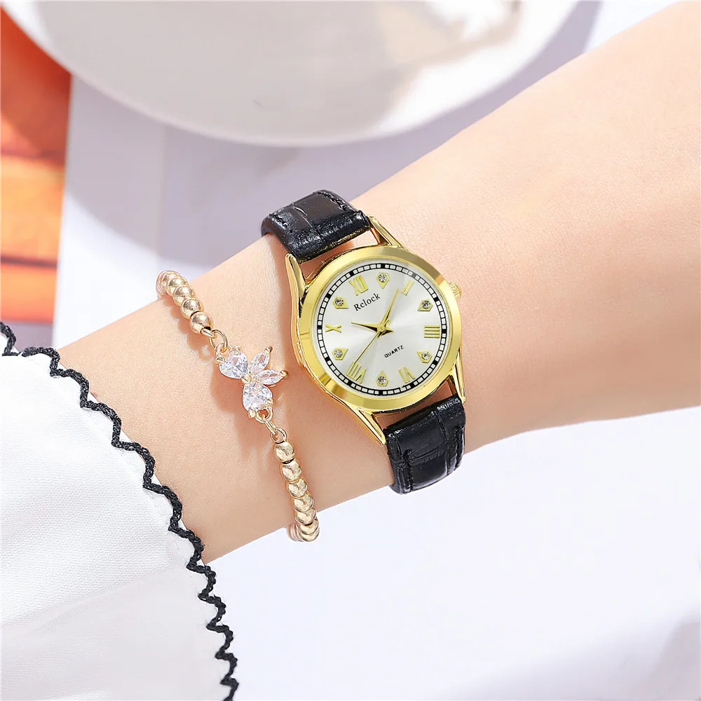 Temperament Fashion Simple Women's Belt Watch Small Gold Case Fine Belt ...