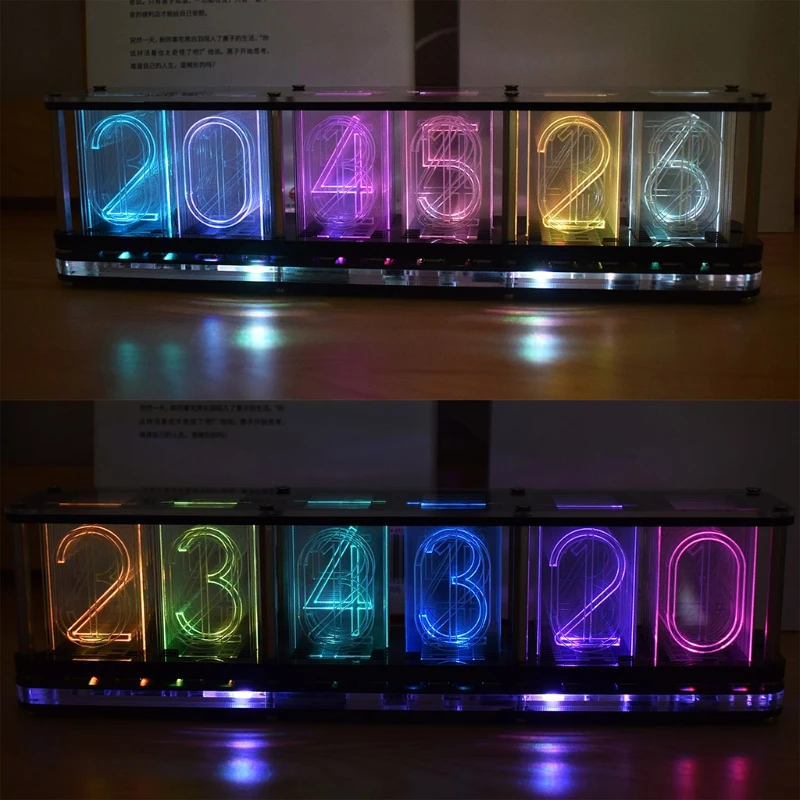 RGB-Nixie-Tube-Clock-LED-Glows-Time-Tube-DIY-Analog-Digital-Tube-Night ...