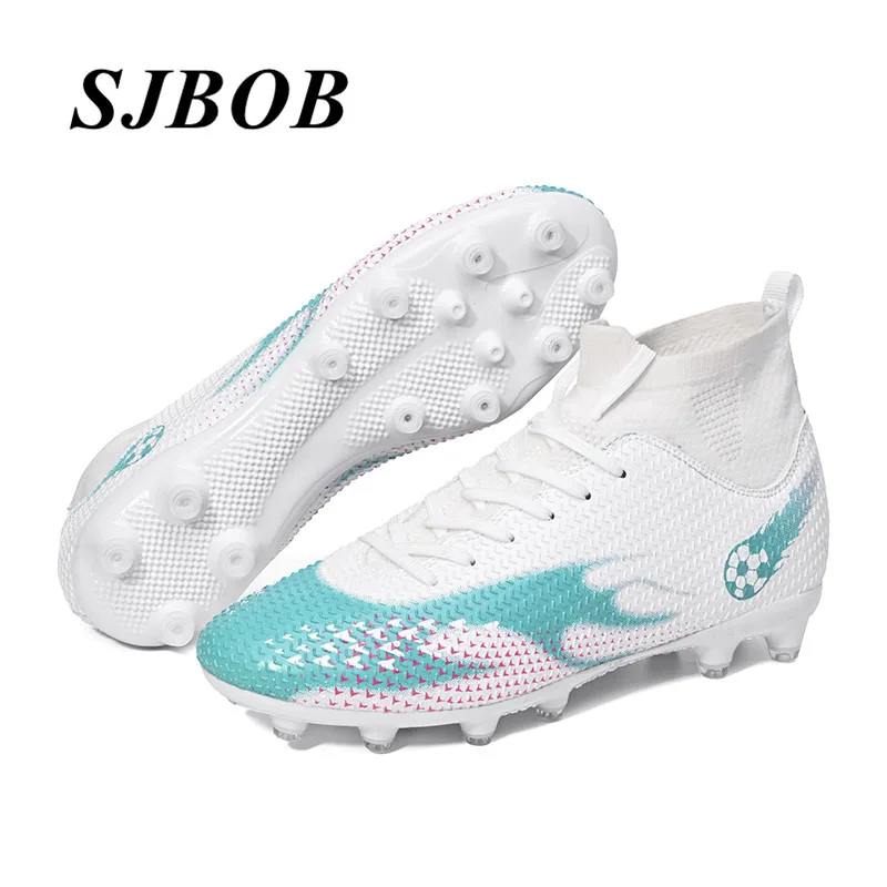 Autumn-New-White-Men-s-Football-Shoes-High-Top-TF-FG-Teenagers-Soccer ...