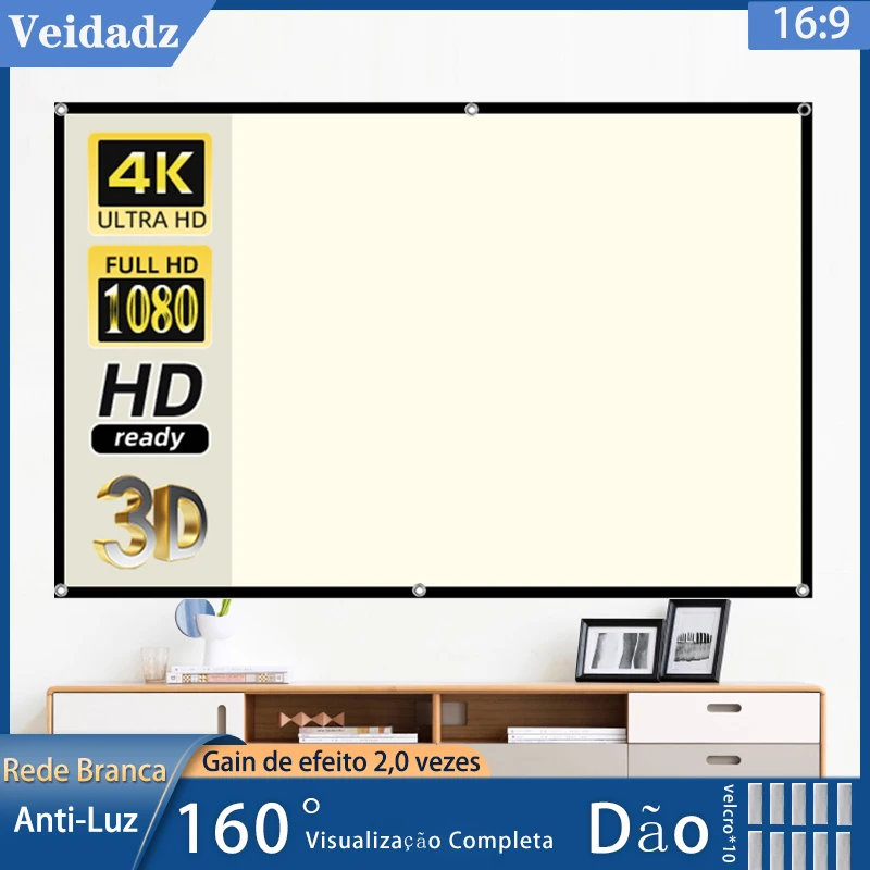 Veidadz-Tela-de-proje-o-de-100-polegadas-tela-de-projetor-16-9-branca ...