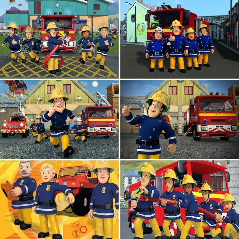 Cartoon Firefighter Portrait 5d Diamond Painting Art Best Team Fireman ...