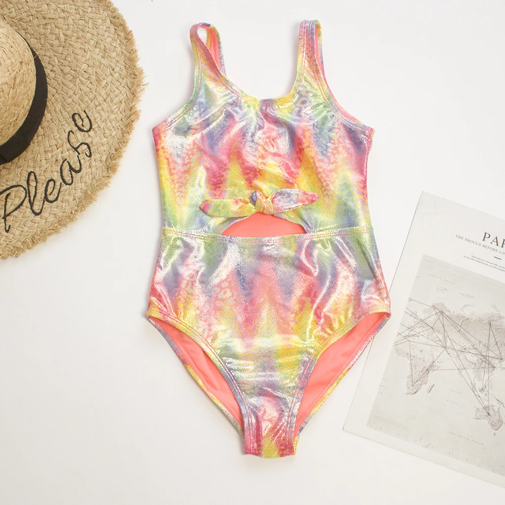 New-Bow-Deco-Children-Girls-Kids-Swimwear-Shinning-Gradient-One-Piece ...