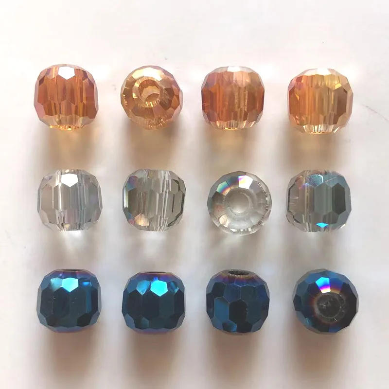 Column Shape Big Hole Beads Czech Glass 10mm 12mm 14mm Faceted Crystal ...