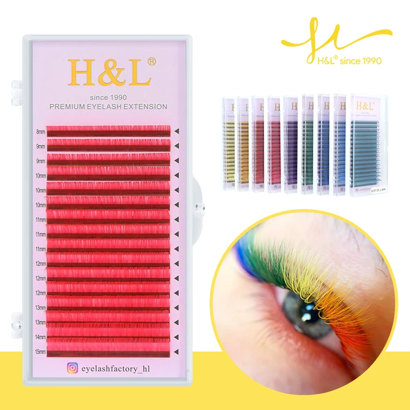 16 rows Colored Lashes Red Purple Blue Pink Yellow Green Brown Faux ...
