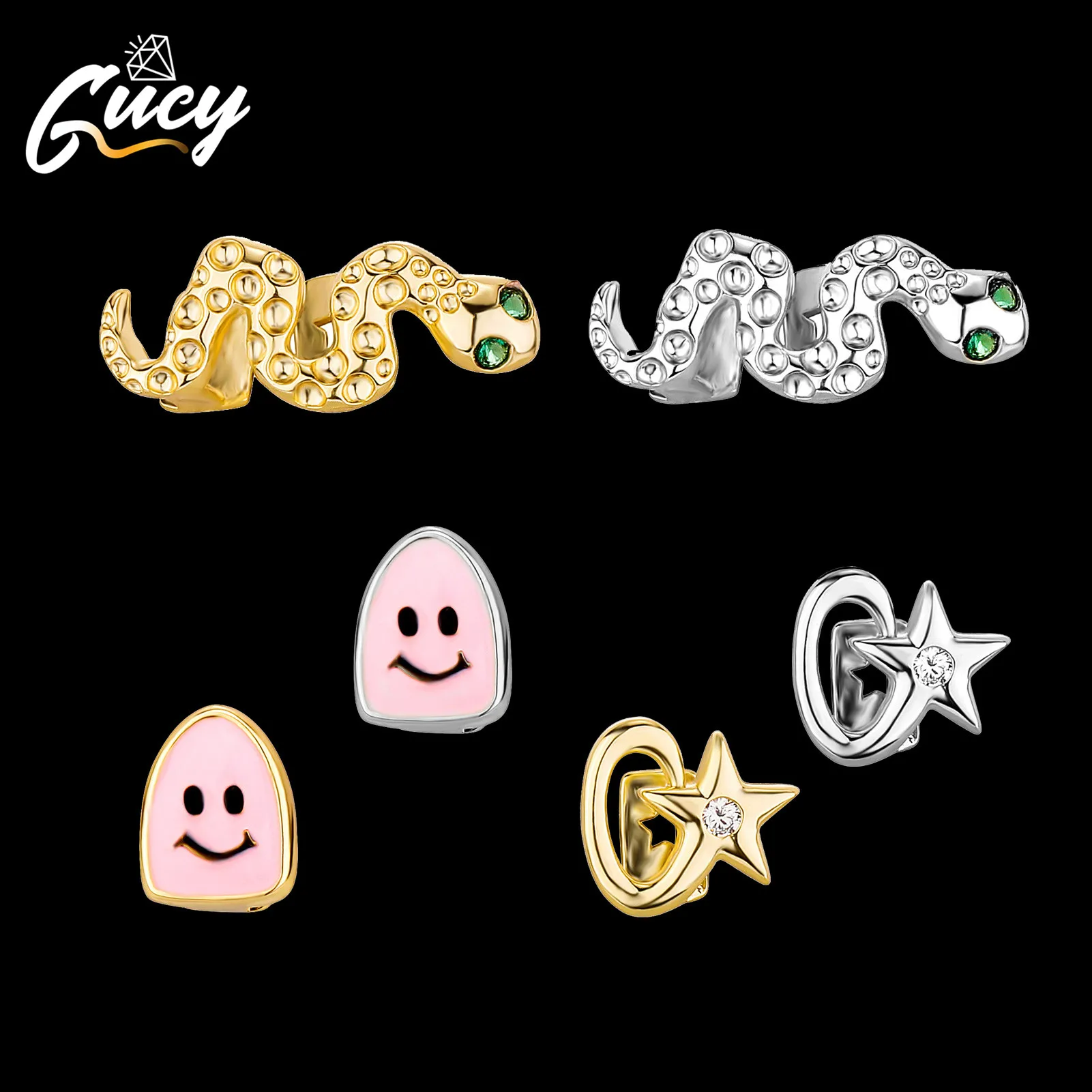 GUCY-Hip-Hop-Single-Tooth-Grillz-Cap-Top-Bottom-Dental-Grill-Teeth-Caps ...