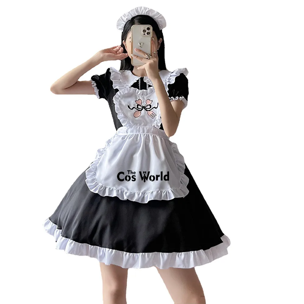 S-5xl Japanese Lolita Apron Maidservant Maid Cook Restaurant Dress ...