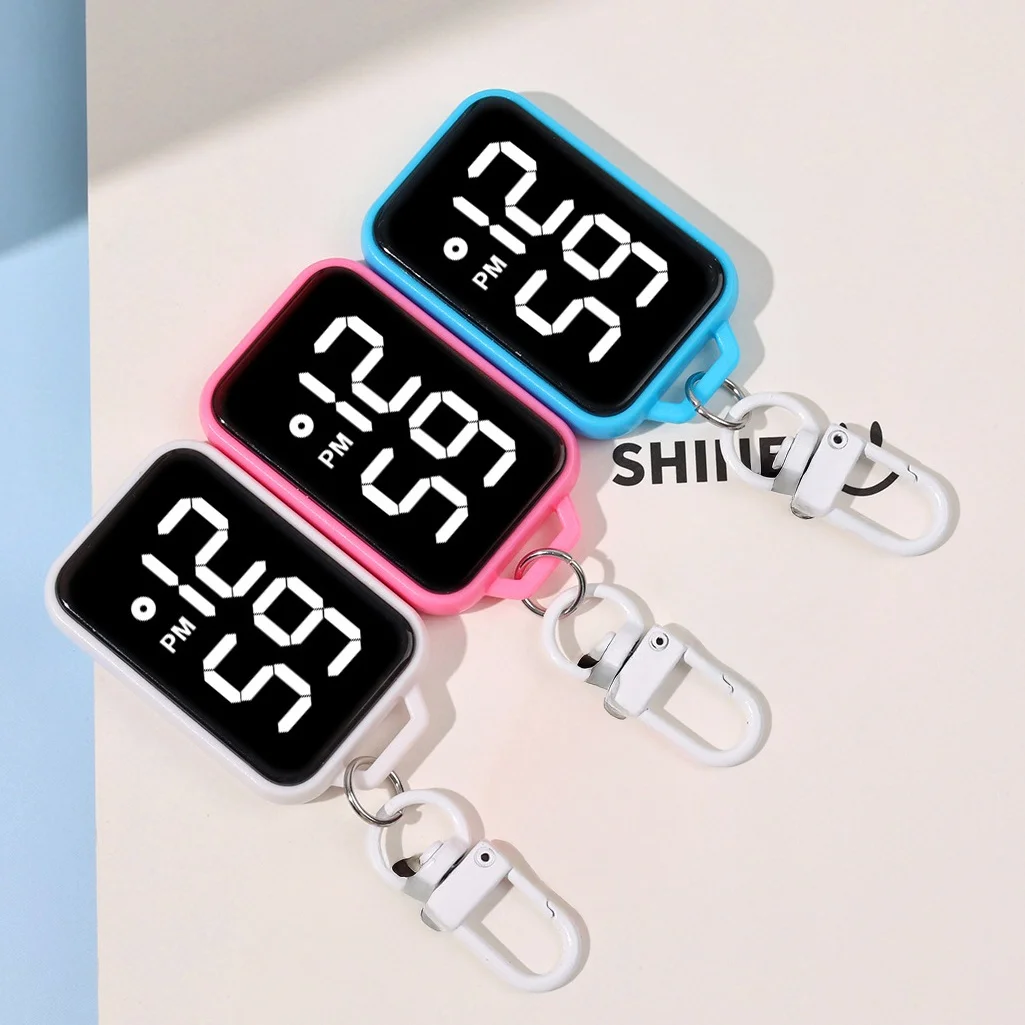 1/4pcs LED Keychain Pocket Watch Digital Display Electronic Watch for ...