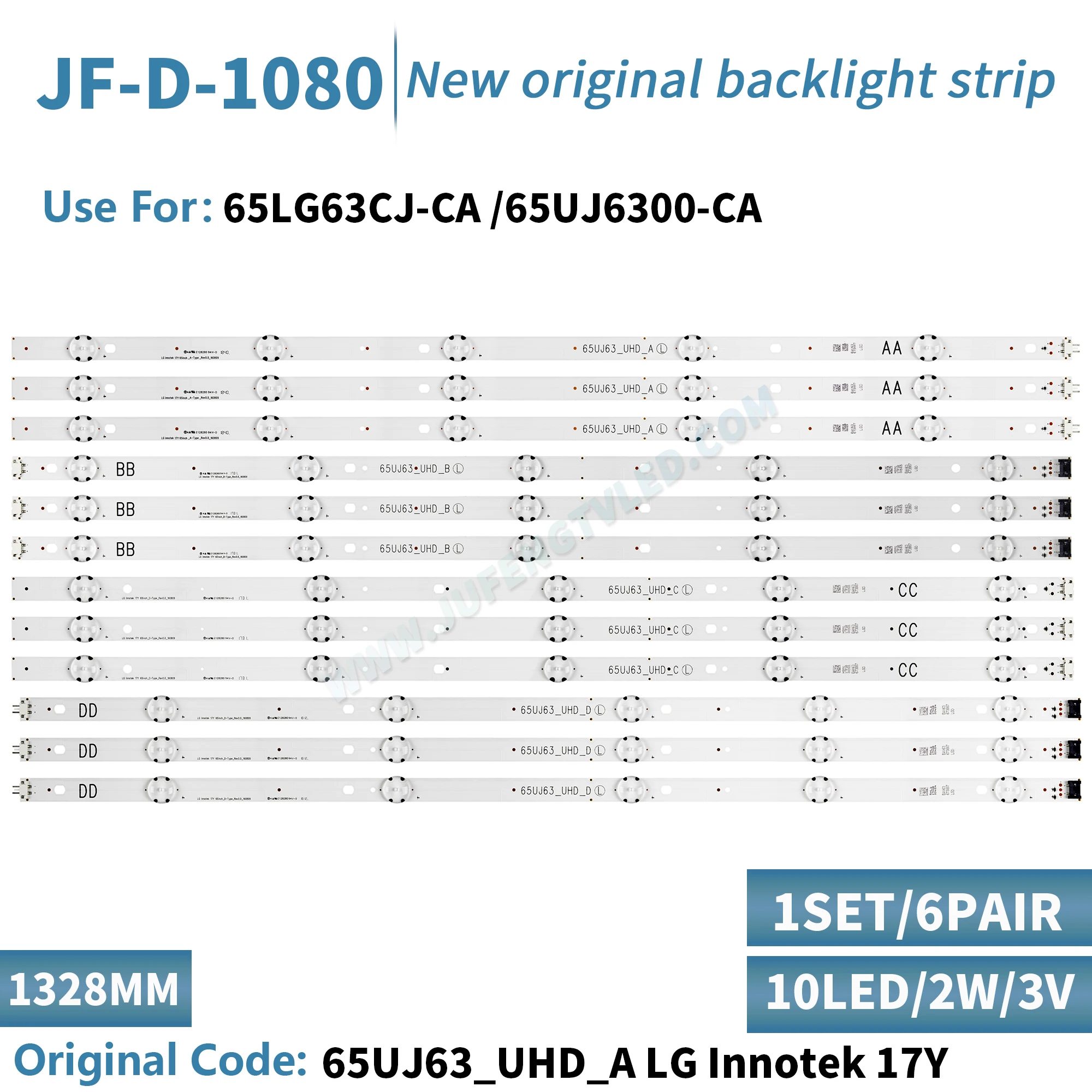 12Pcs/1set LED Backlight Strip for LG 65" TV 65LG63CJ 65UJ6300 65UJ630V ...