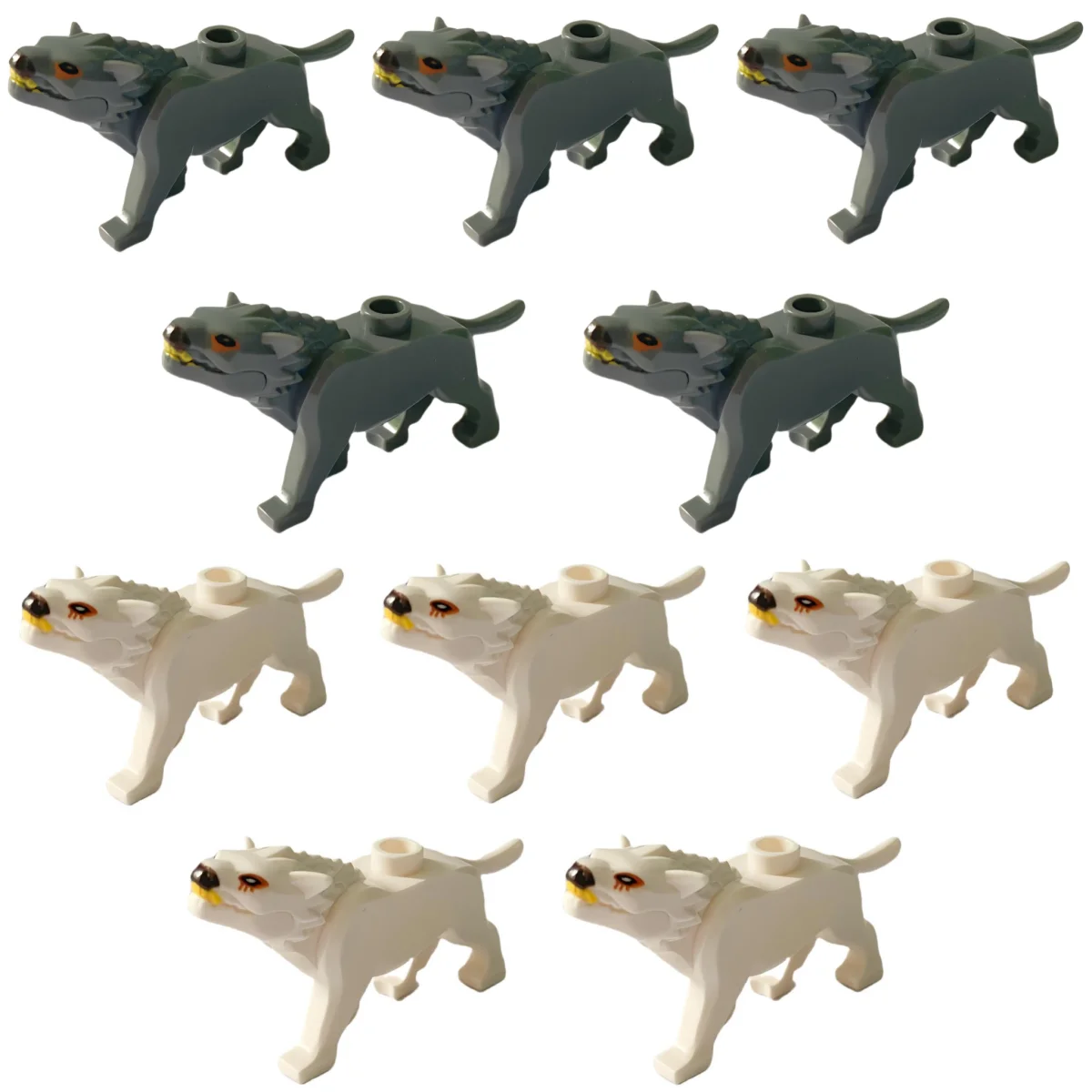 5PCS Wolves Building Blocks Set DIY Toys Dark Grey White Wolf Scene ...