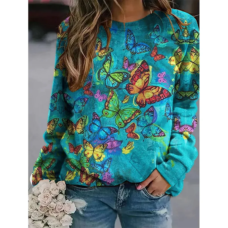 Winter 3D Cute Animal Butterflies Printing Sweatshirts Women ...