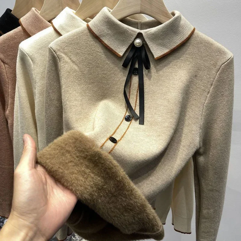 Su-ter-forrado-de-lana-de-punto-para-mujer-ropa-Interior-gruesa-y-c ...