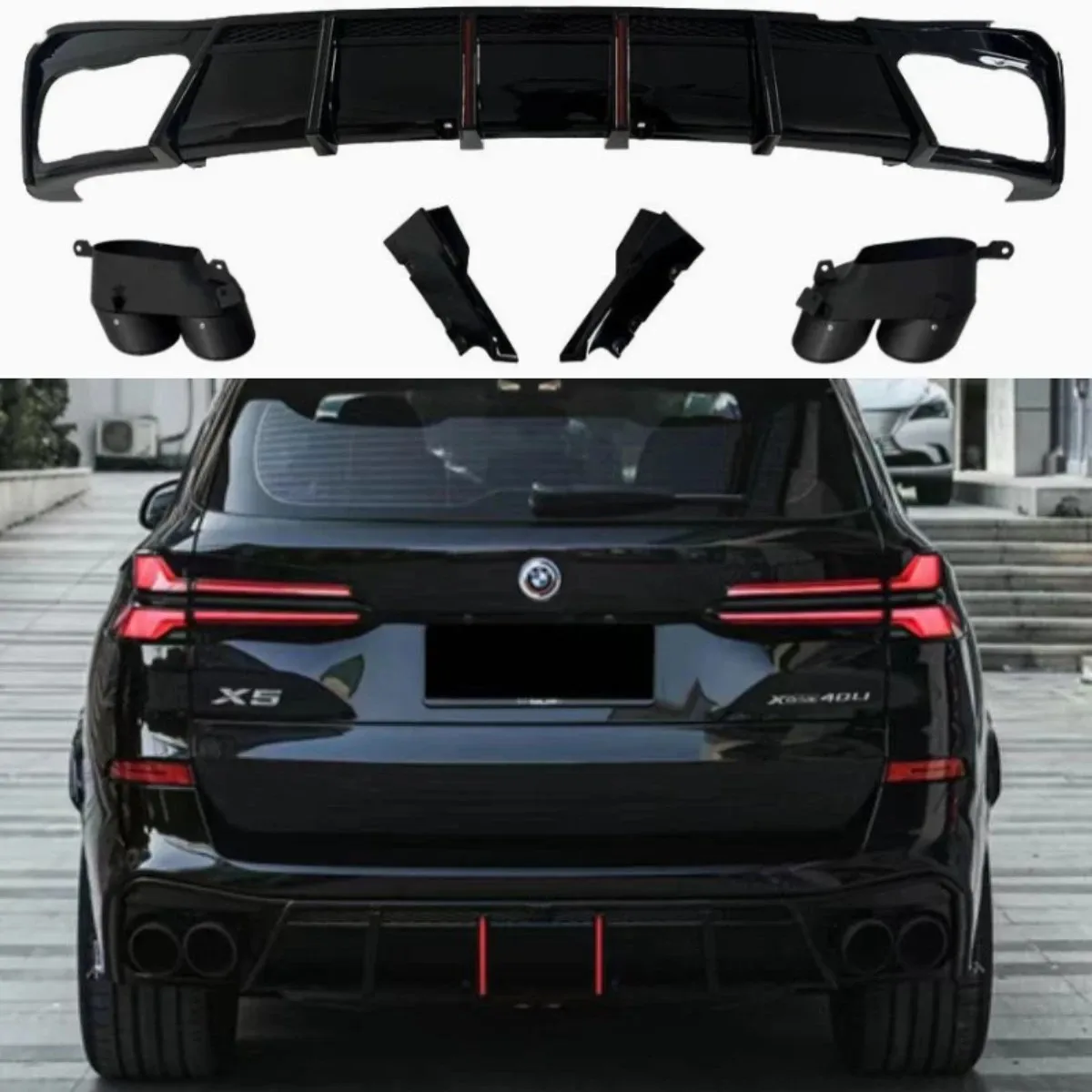 For BMW X5 G05 2019-2025 Car Rear Bumper Diffuser Lip Body Kit Exhaust ...