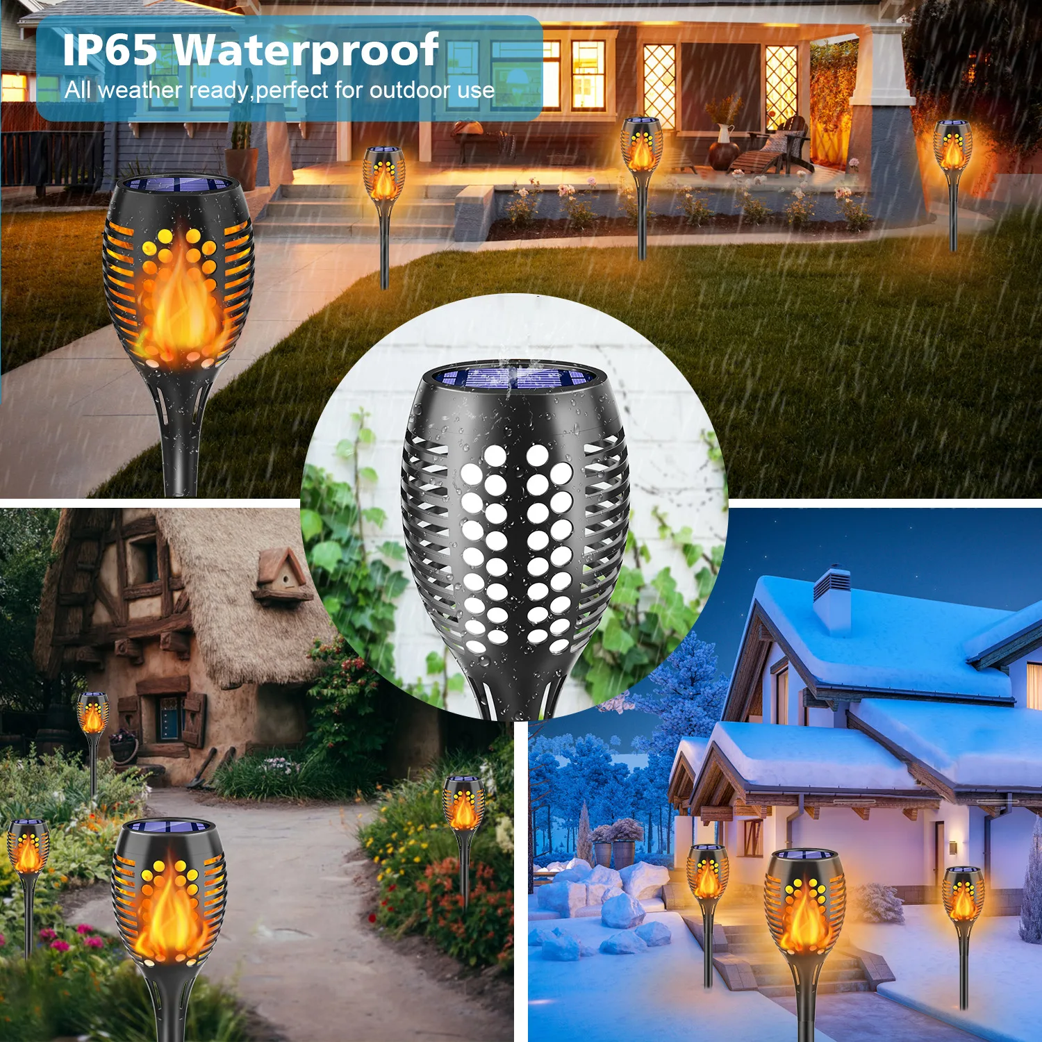 12/33 LED Solar Flame Torch Lights Flickering Lights – Coze Anywhere