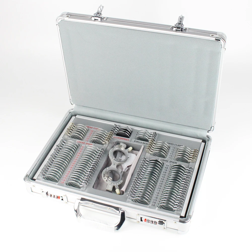 104 Trial lens set Optical trial lens case Metal rim Aluminium case ...