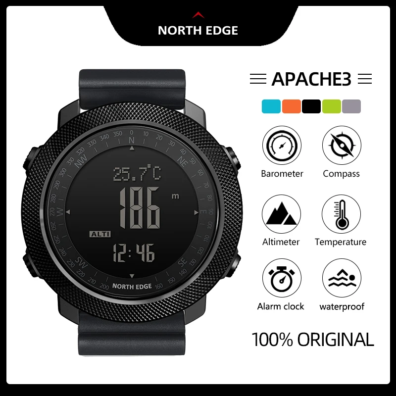 NORTH EDGE reloj inteligente APACHE para hombre, altímetro, barómetro, brújula, ejército militar ...