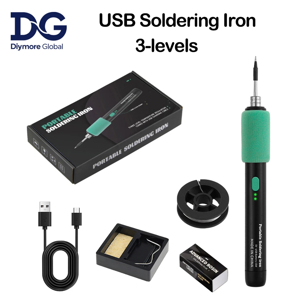 USB Soldering Iron 8W 3-levels Adjust Temperature Built-in Battery ...