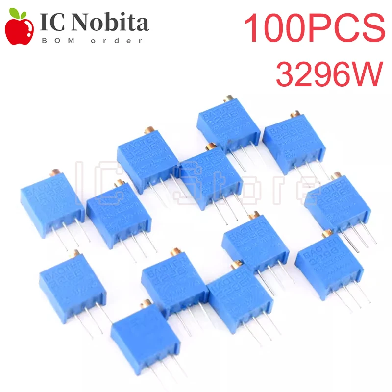 100PCS-Triode-Adjustable-Resistor-Trimmer-Potentiometer-3296W-3296-50 ...