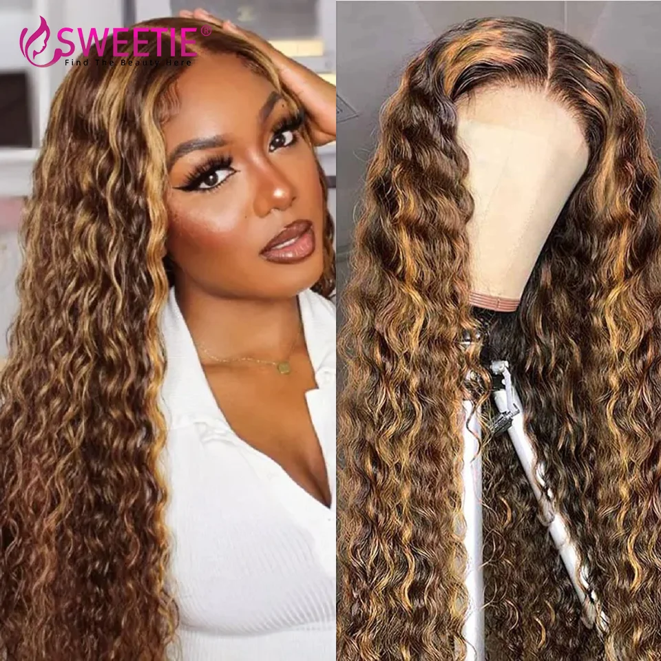 30-32-Inch-Water-Wave-Highlight-Wig-Human-Hair-Lace-Front-Wigs-For ...