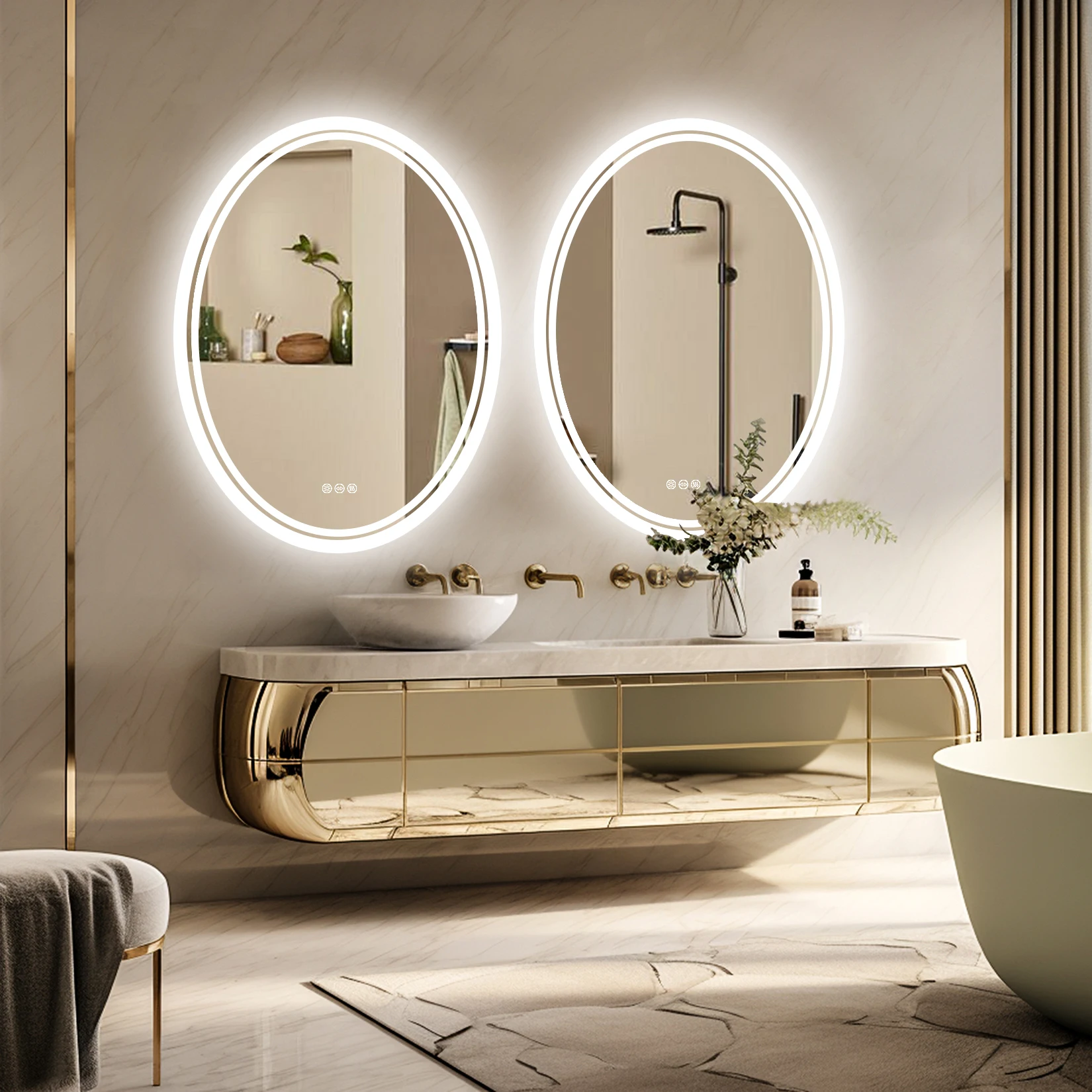 LED-Bathroom-Mirror-Backlit-Oval-Vanity-Mirror-with-Lights-Wall-Mounted ...