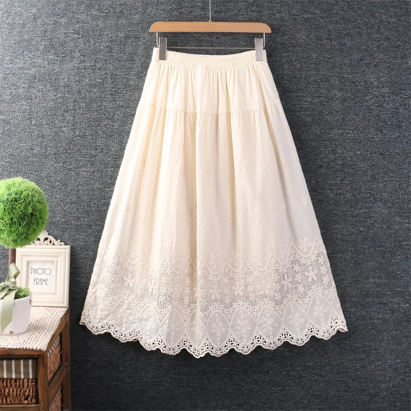 Sweet-Mori-Girl-Cottage-Faircore-Lace-Embroidery-Skirt-Elastic-Waist ...