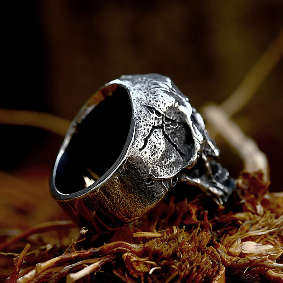 Gothic Skull Ring Punk Gothic Skull Cross Biker Ring - Stainless Steel ...