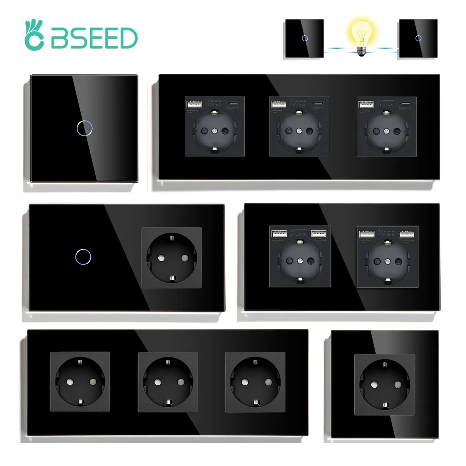 BSEED Touch Light Switches 2Way Wall Switches 1/2/3Gang LED Change Over ...