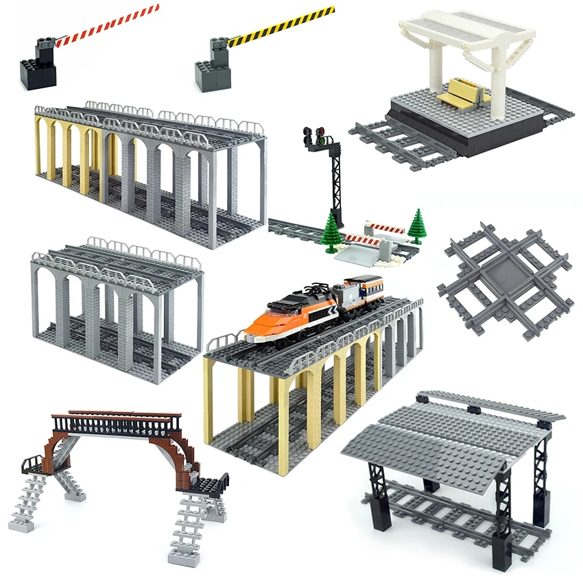 City-Train-Tracks-Trein-Station-Bricks-Mini-Borden-Signaal-Lichten ...