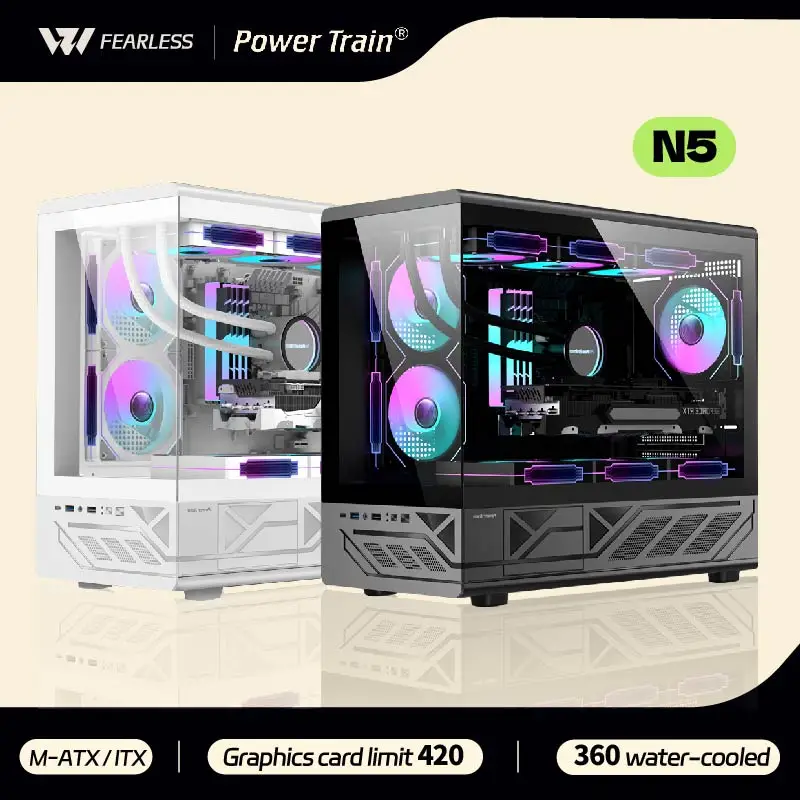 Power train N5 PC case MATX glass side transparent column-free sea view ...