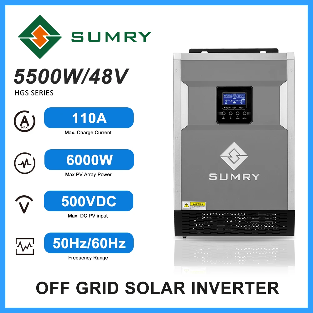 SUMRY 5.5KW 48VDC Hybrid Solar Inverter AC220V MPPT Charger 110A PV ...