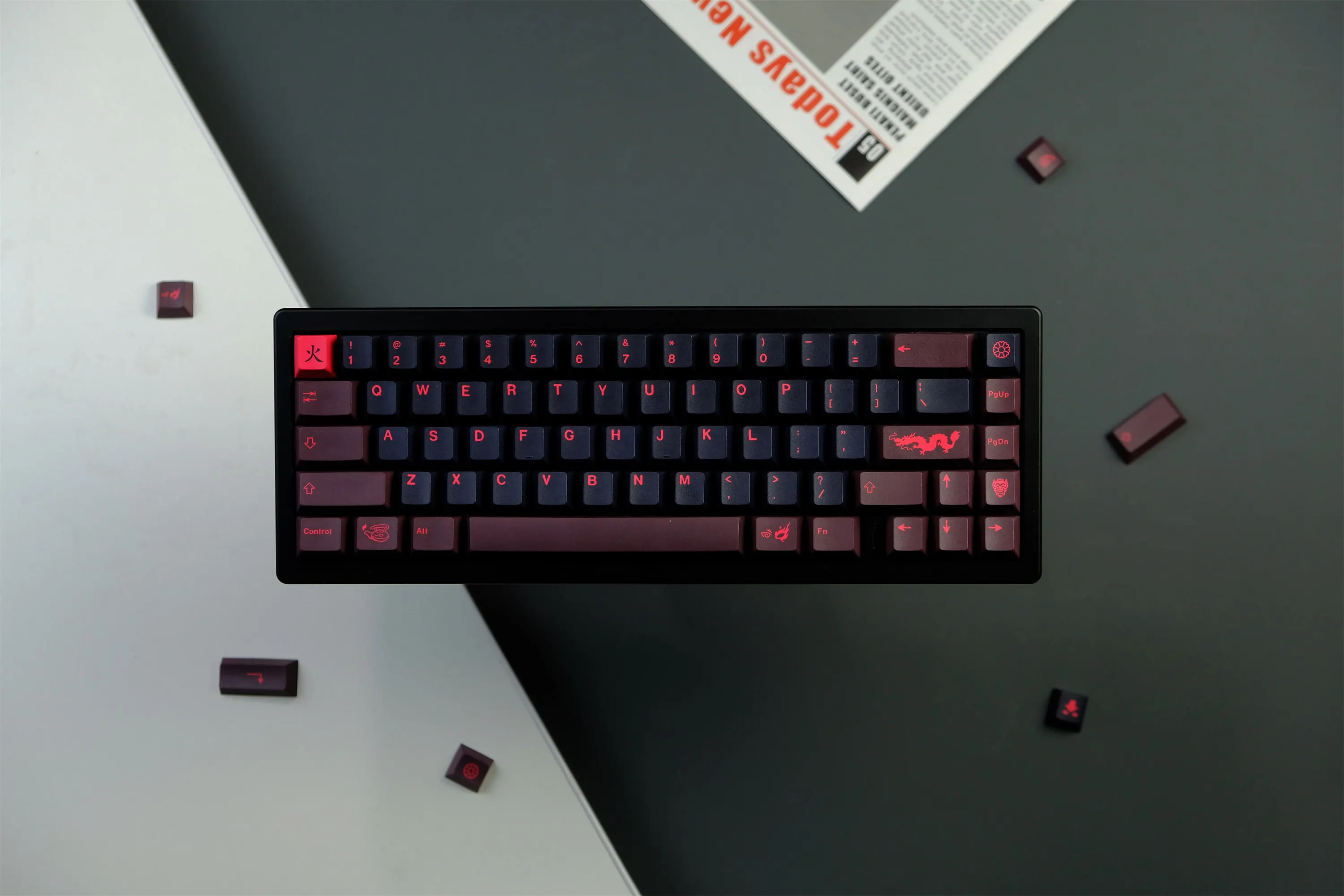 GMK-Teclas-de-Drag-n-Rojo-teclas-PBT-de-129-teclas-perfil-de-cereza-DYE ...