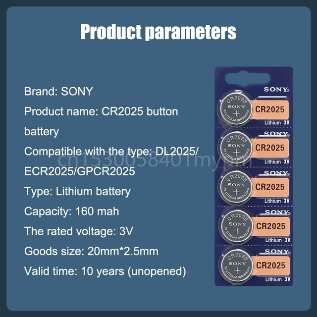 SONY Original CR2025 DL2025 ECR2025 BR2025 2025 3V Lithium Button Cell ...