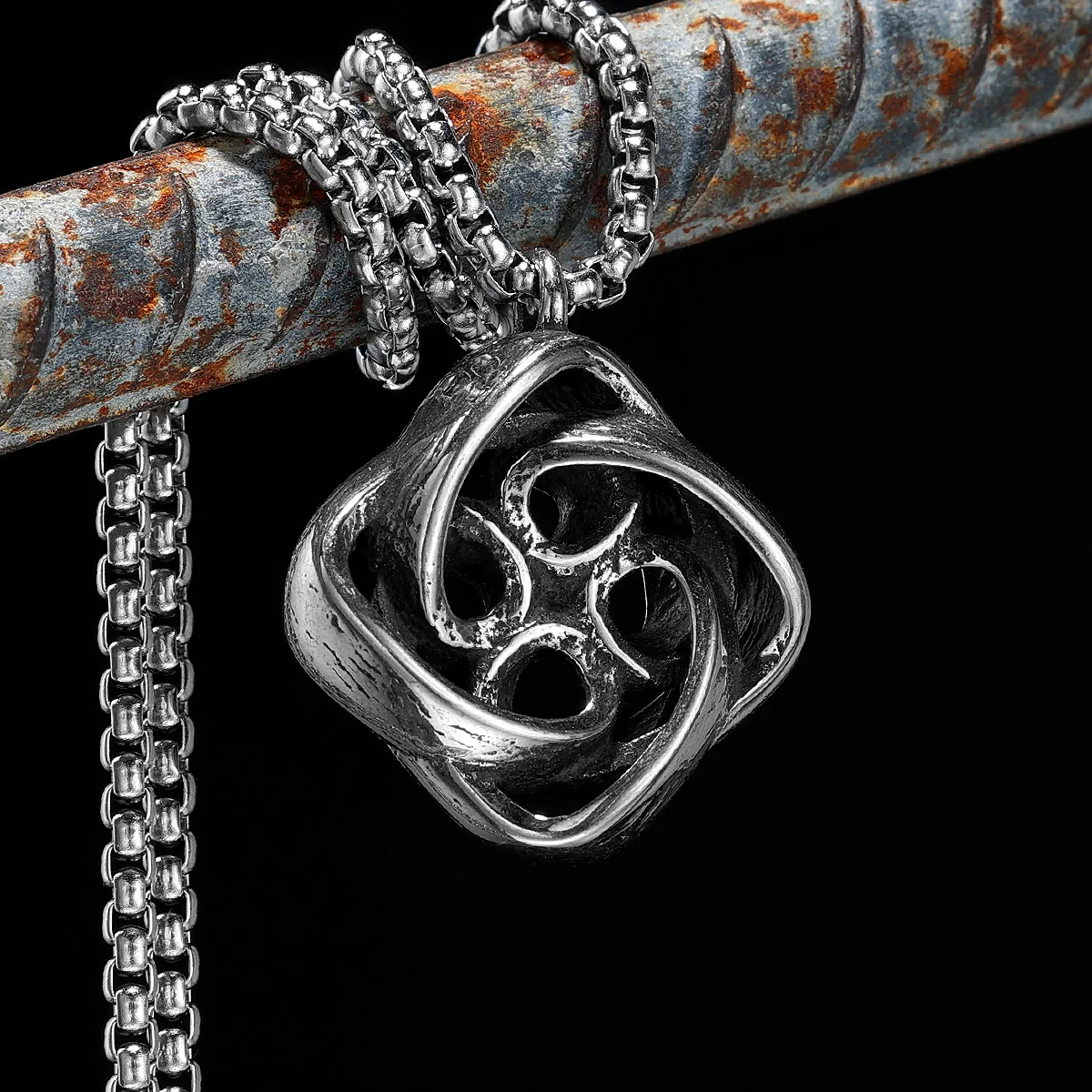 Spiral-Pendant-Retro-Men-Necklace-316L-Stainless-Steel-Men-Chain-Rock ...