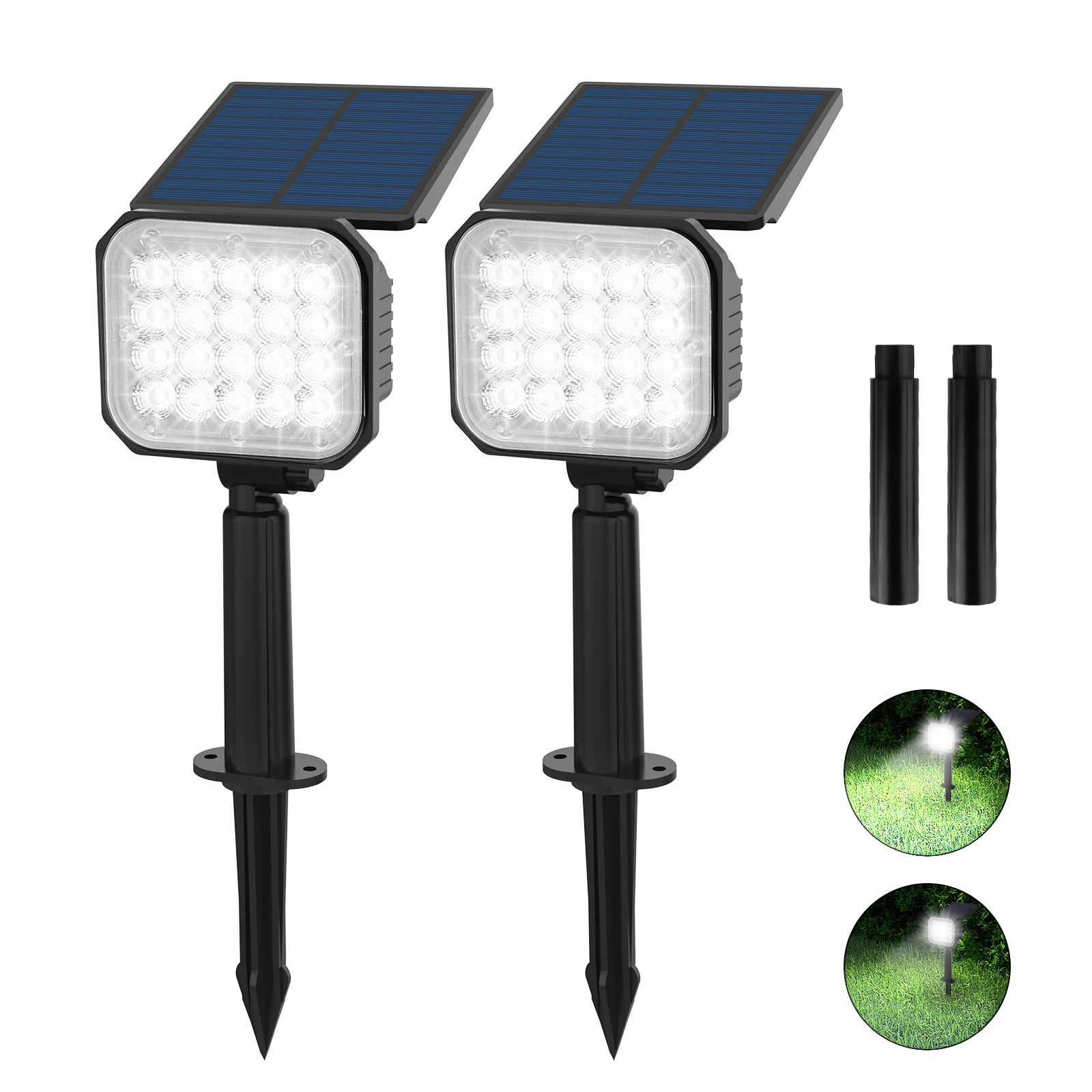 2PCS-6000K-Green-Blue-Soalr-Garden-Light-Outdoor-Solar-Spotlight-IP65 ...