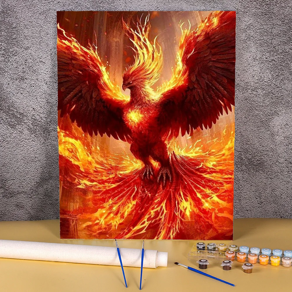 Fire-Phoenix-50x70cm-Oil-Painting-By-Number-Anime-Picture-Diy-Coloring ...