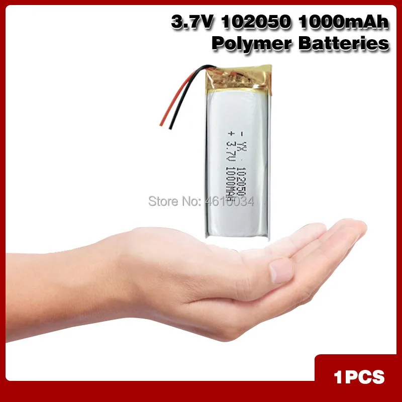 1000mah Lithium-ion Polymer Battery 3.7 V 102050 For Mp3 Mp4 Mp5 Gps ...