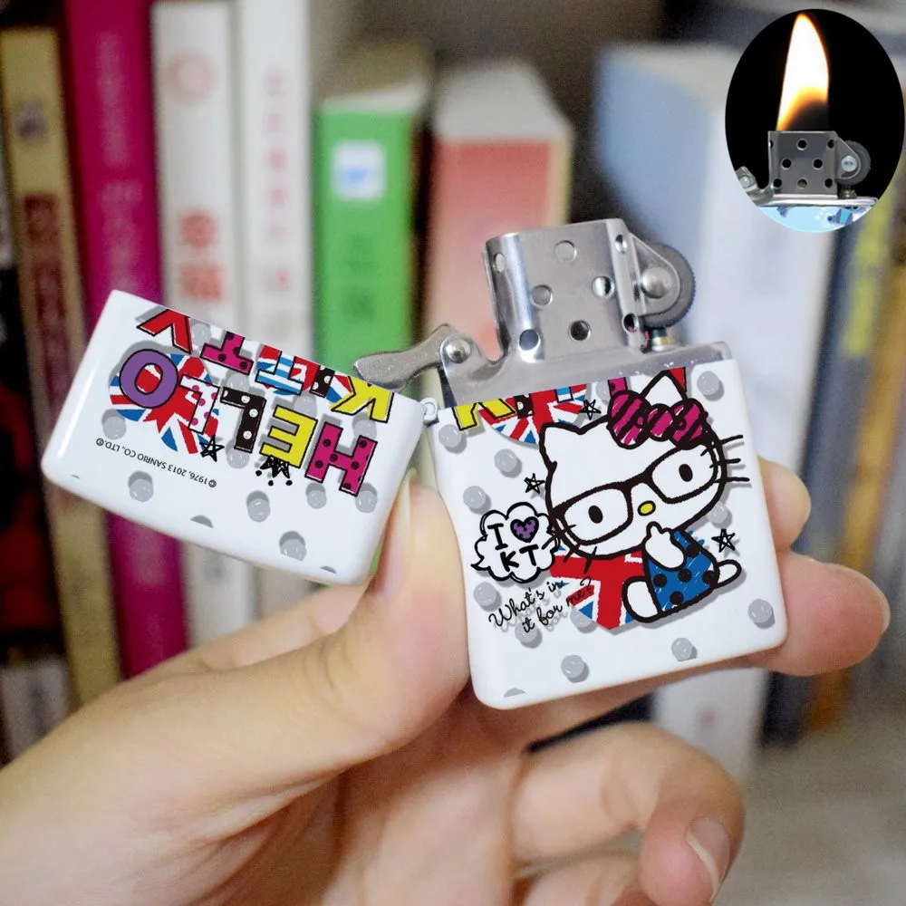 Cartoon Anime Kawaii Kittys Cat Pattern Butane Lighter Windproof ...