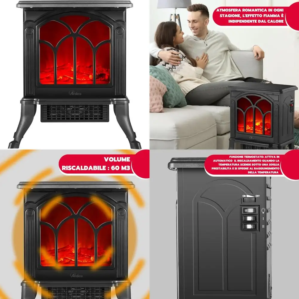 ARDES AR354 Chimenea Eléctrica Cerámica Efecto Leña Ardiente, Chimenea ...