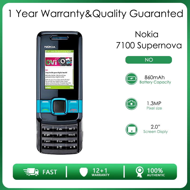 Nokia 7100 Supernova Original Unlocked 2.0 inch 1.3MP 860mAh 2G Good quality mobile phone ...