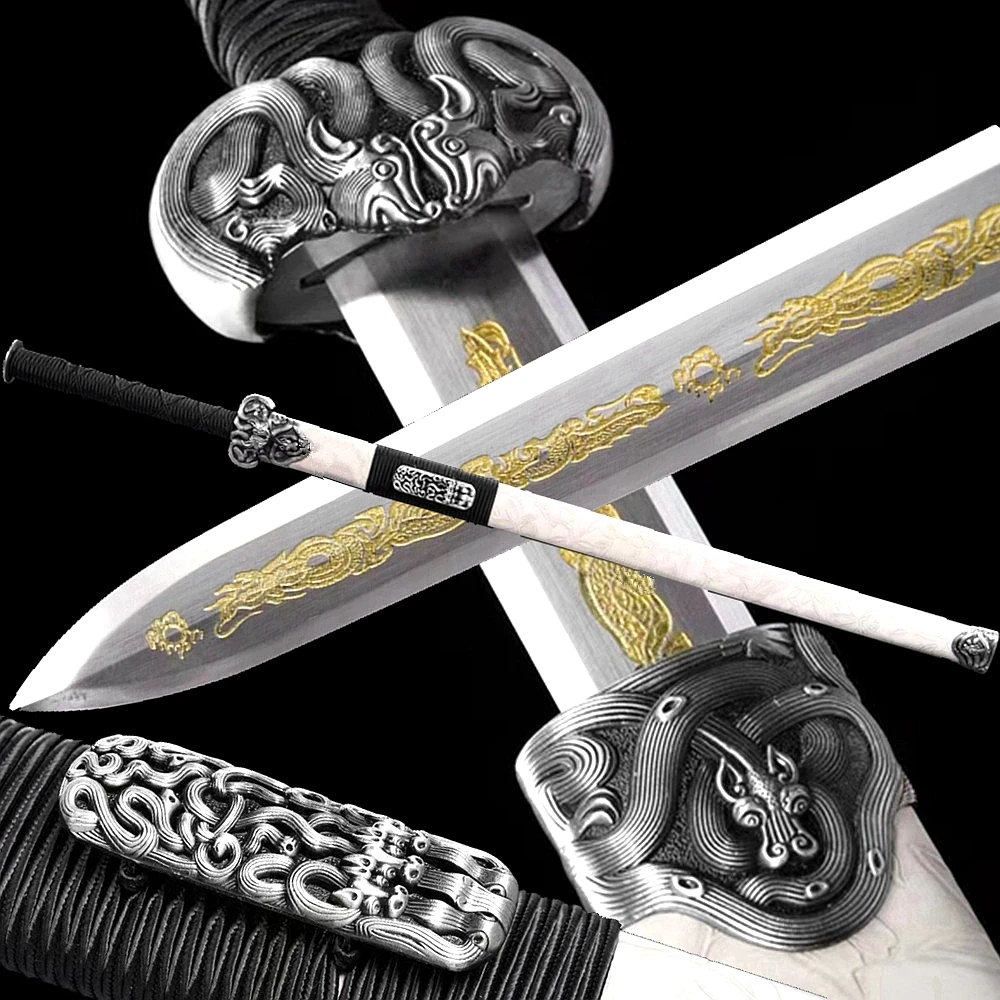 Handmade-KungFu-Han-Tang-Saber-Double-Edge-Jian-High-Carbon-Steel ...