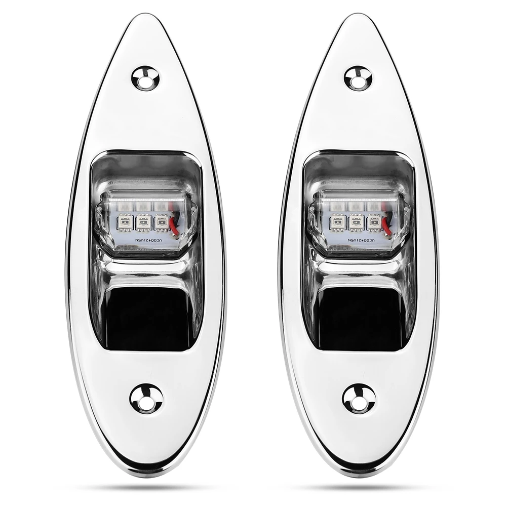 2Pcs 12V LED Flush Mount Side Bow Navigation Signal Light Lamp Marine ...