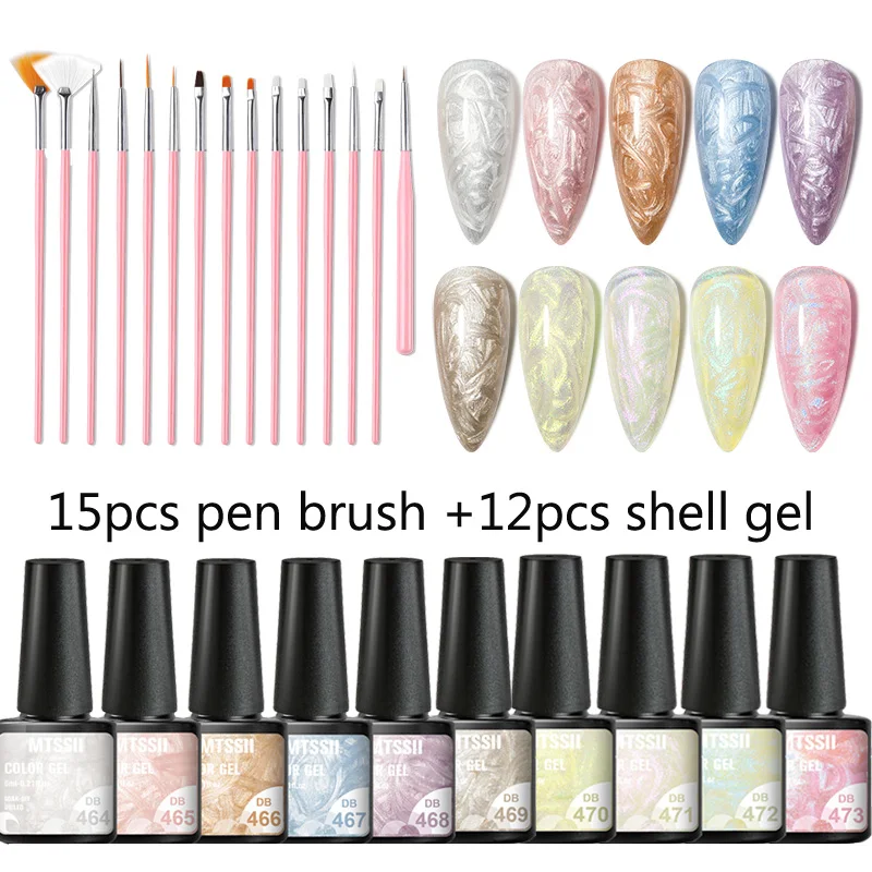 2-6-Pcs-Set-Thread-Shell-Gel-Polish-6ml-Shiny-Glitter-Pearl-Gel ...