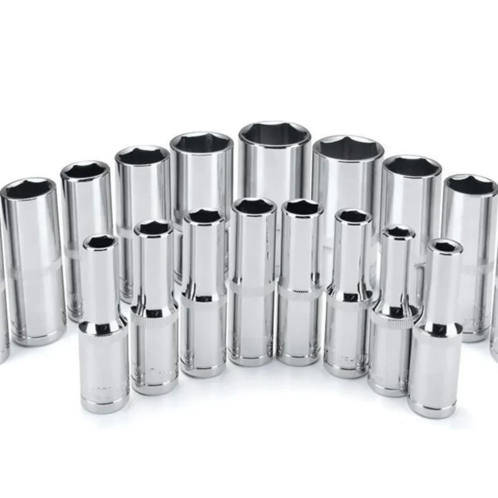 11Pieces-Metric-Long-Chrome-Socket-Set-6-Point-Deep-Socket-1-4-Inch ...