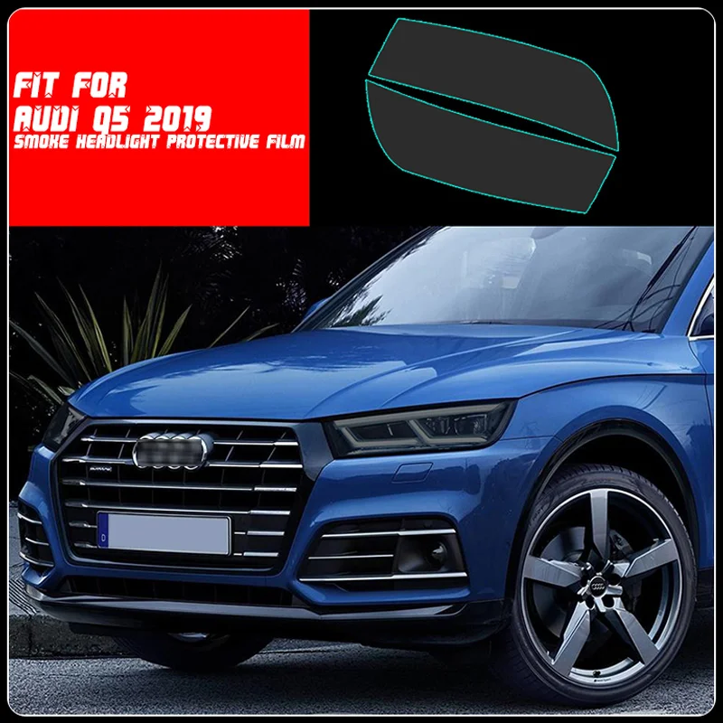 New Car LH+RH Smoke TPU Headlights Protective Precut Film Sticker Cover Trim Fit For Audi Q5 2019